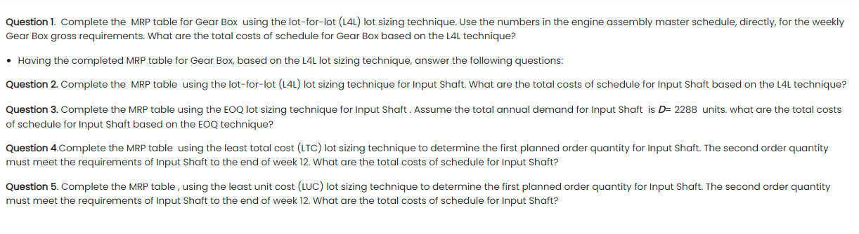 Solved An MRP Explosion - Brunswick Motors scheduling | Chegg.com