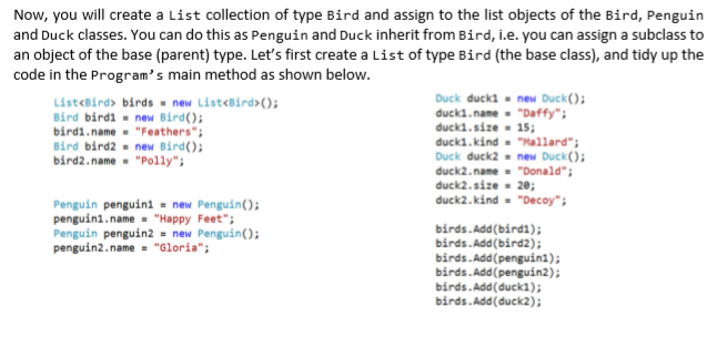 Solved Step 1 Create The Bird Base Class Which Has A Name
