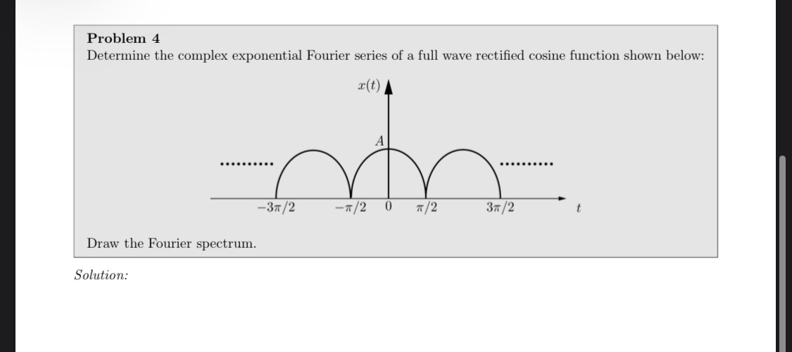Solved Problem 4 Determine The Complex Exponential Fourier