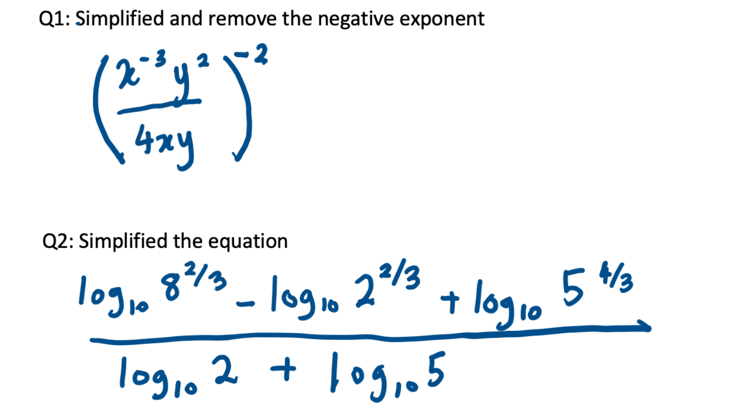 Solved Q1: Simplified and remove the negative exponent 2 2 | Chegg.com