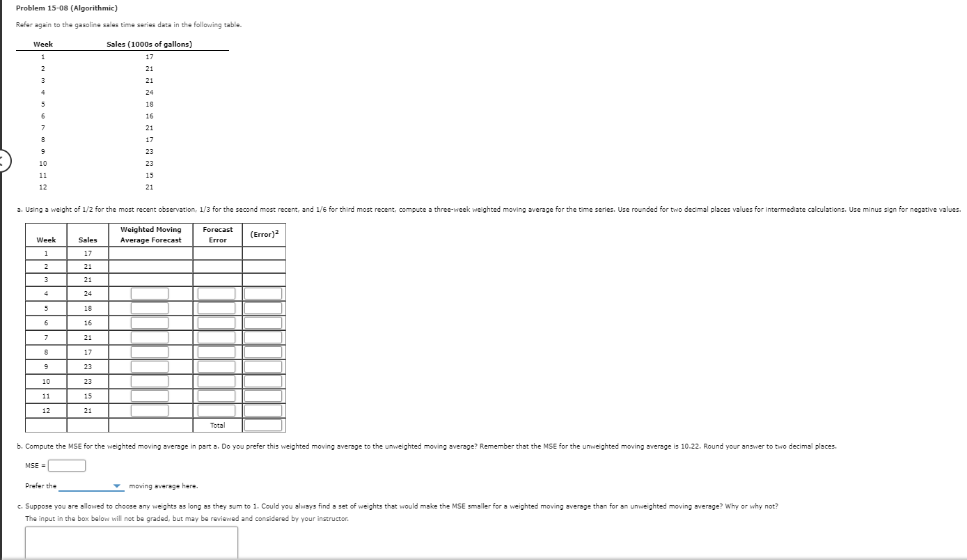 Solved Problem 15-08 (Algorithmic) Refer again to the | Chegg.com