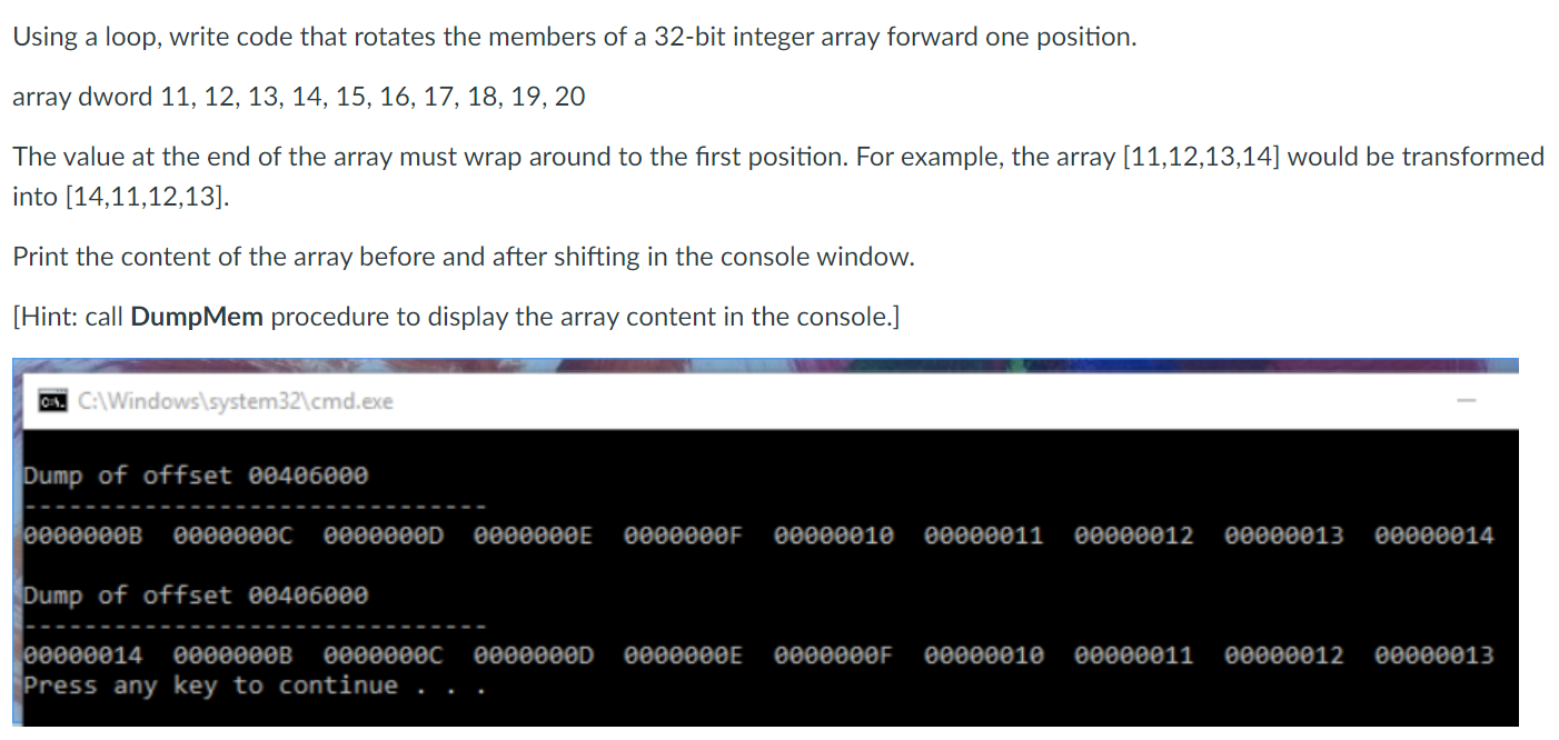 Solved Using A Loop Write Code That Rotates The Members Of 1701