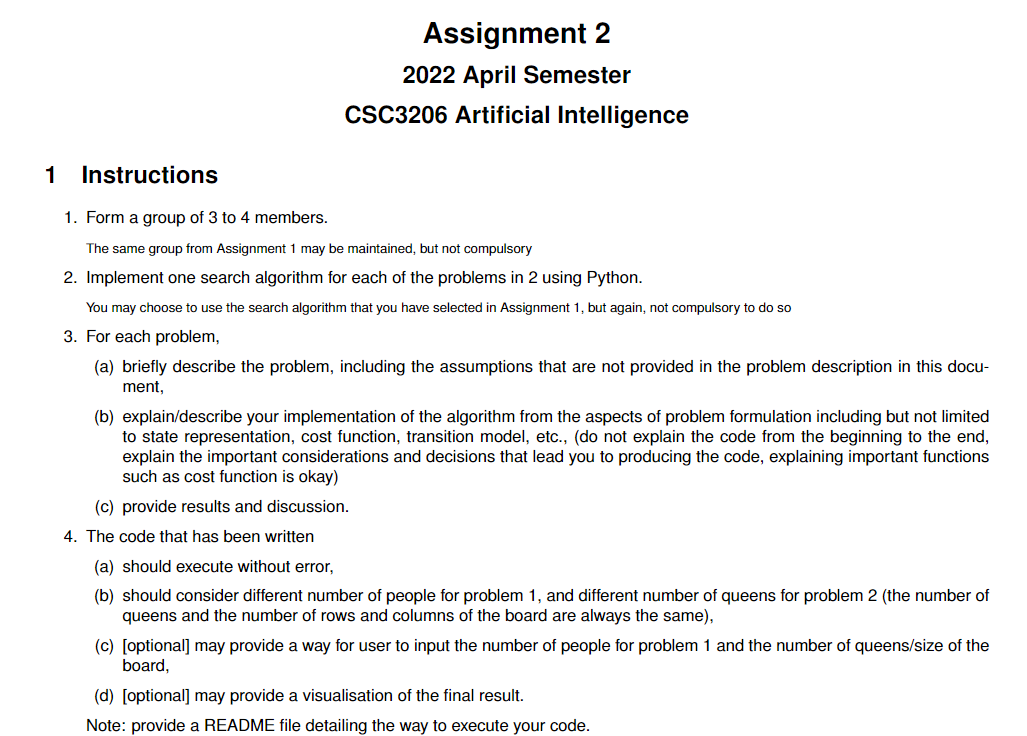 Solved Assignment 2 2022 April Semester CSC3206 Artificial | Chegg.com
