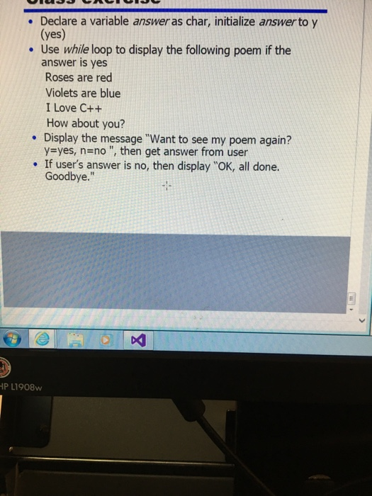Solved Declare a variable answer as char, initialize answer | Chegg.com