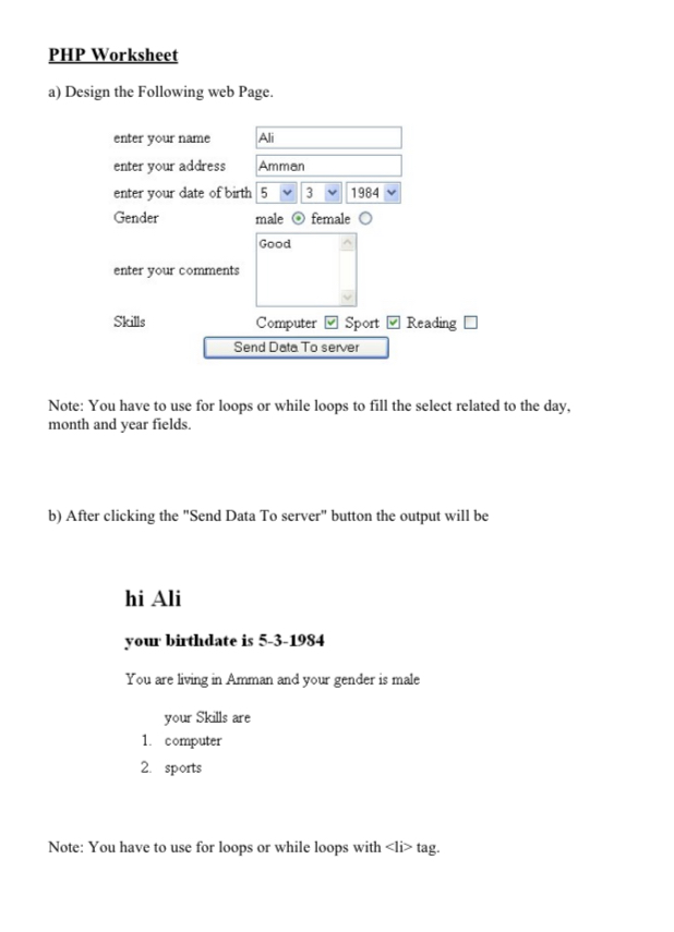 Solved a) Design the Following web Page. enter your name | Chegg.com
