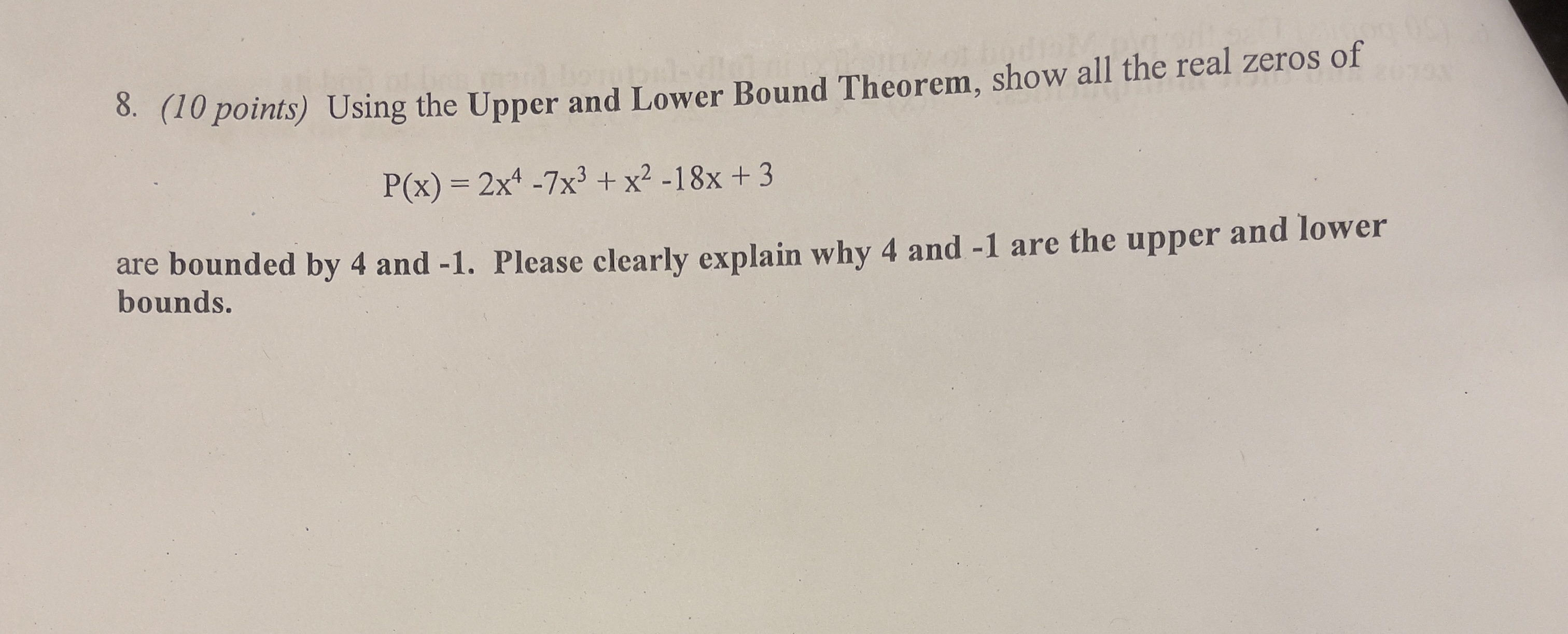 Solved 8. (10 points) Using the Upper and Lower Bound | Chegg.com