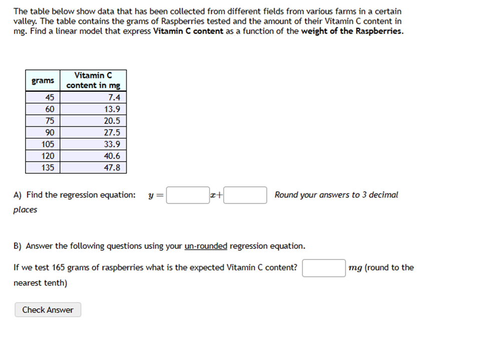 Solved The table below show data that has been collected | Chegg.com
