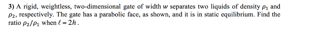 Solved 3) A rigid, weightless, two-dimensional gate of width | Chegg.com