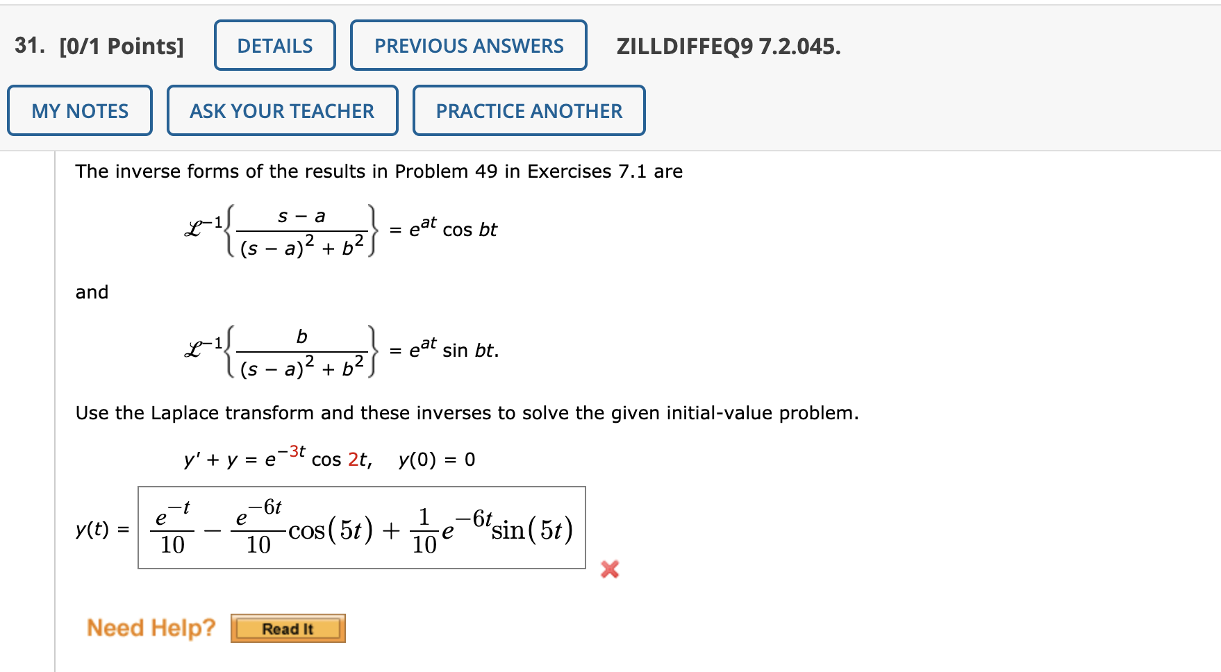 Solved 31. [0/1 Points] DETAILS PREVIOUS ANSWERS ZILLDIFFEQ9 | Chegg.com