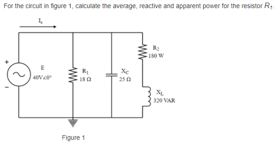 Solved For the circuit in figure 1, calculate the average, | Chegg.com