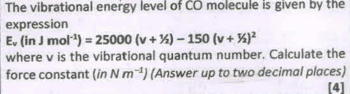 Solved The vibrational energy level of CO ﻿molecule is | Chegg.com