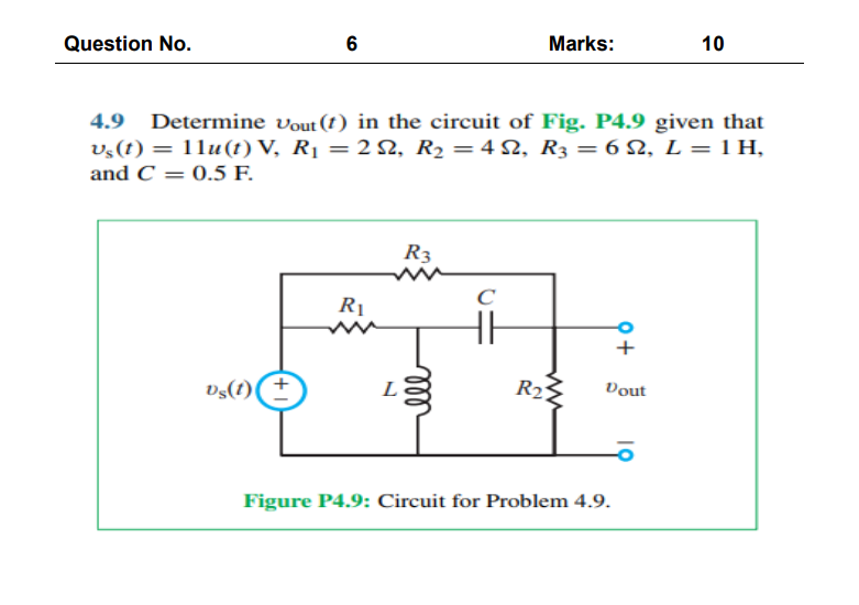 Solved 4.9 Determine vout (t) in the circuit of Fig. P4.9 | Chegg.com