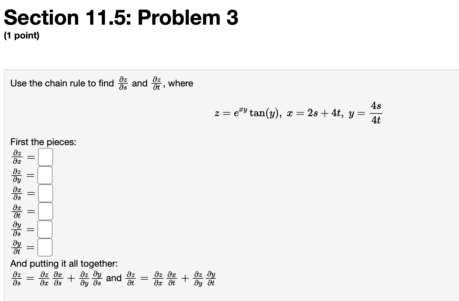 Solved Section 11.5: Problem 3 (1 point) дz дz Use the chain | Chegg.com