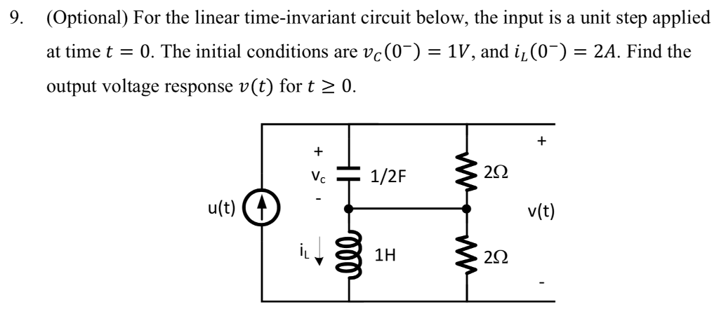 Solved (Optional) For the linear time-invariant circuit | Chegg.com