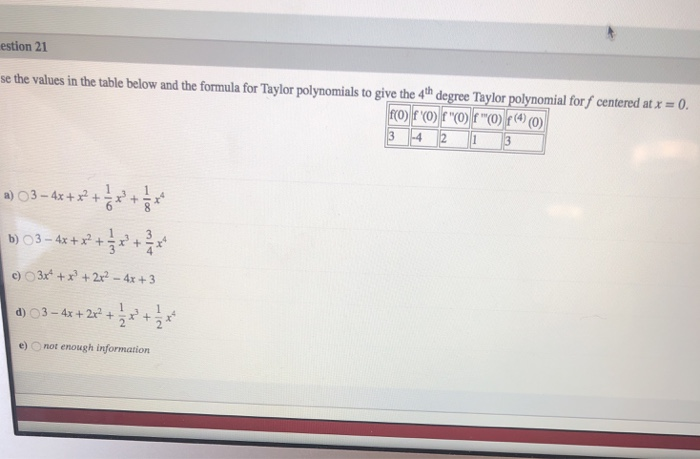 Solved Find the Taylor polynomial P4 (x) centered at x = 0 | Chegg.com