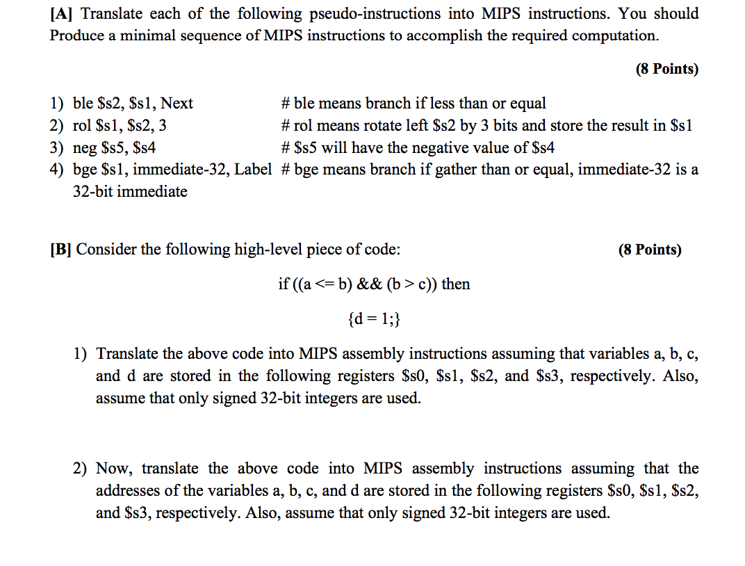 [A] Translate each of the following | Chegg.com