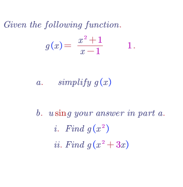Solved Given the following function. g(x)=x−1x2+1 a. | Chegg.com
