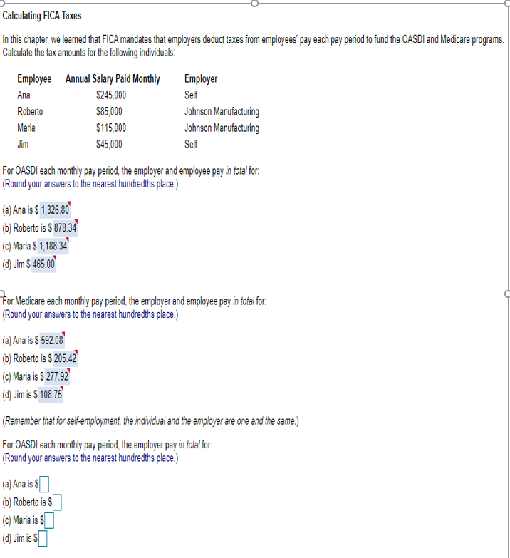 Calculating FICA Taxes In this chapter, we learned | Chegg.com