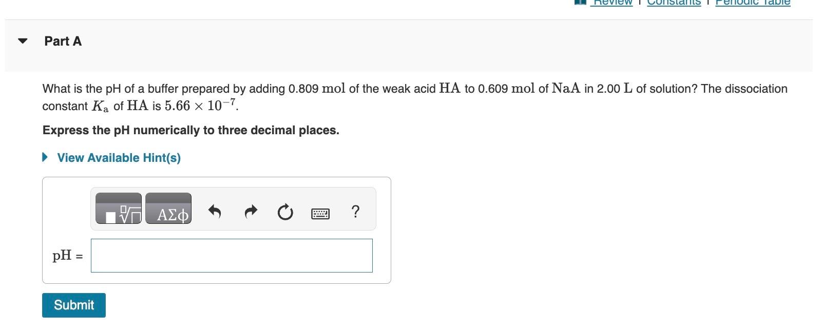 Solved What is the pH of a buffer prepared by adding 0.809 | Chegg.com