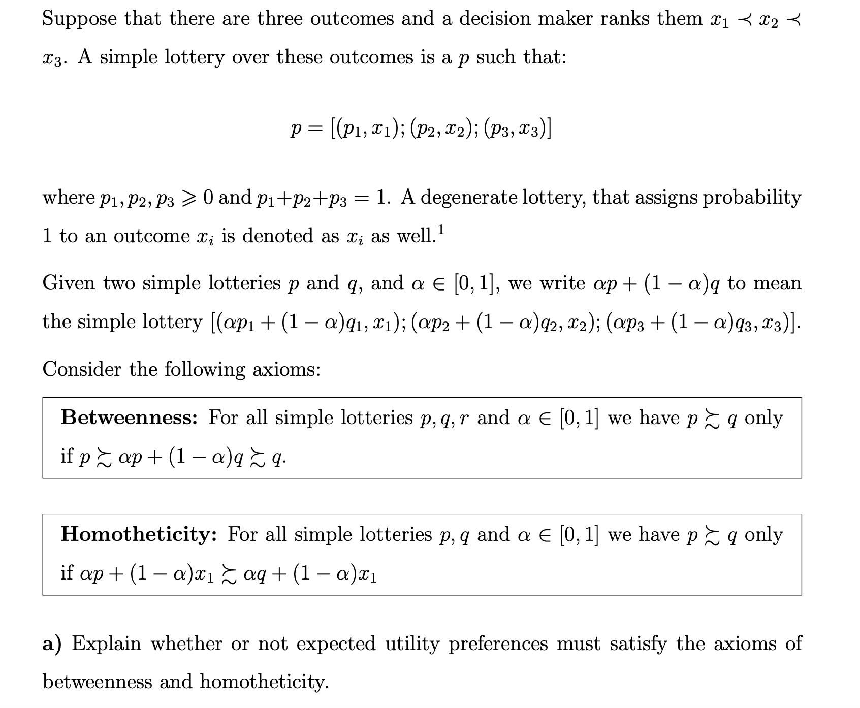 Solved Suppose that there are three outcomes and a decision | Chegg.com