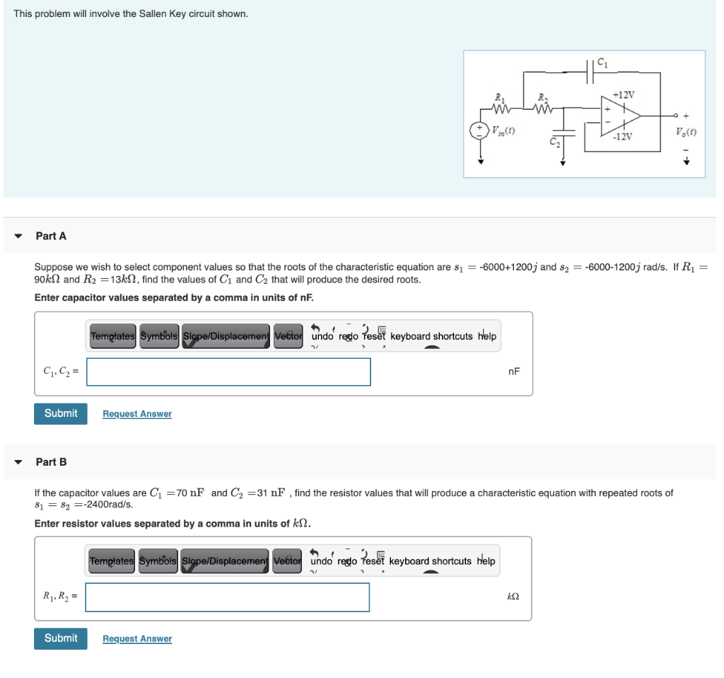 Solved This problem will involve the Sallen Key circuit | Chegg.com