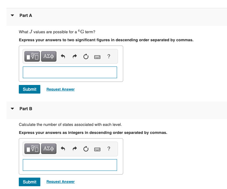 Solved What J values are possible for a 6G term? Express | Chegg.com