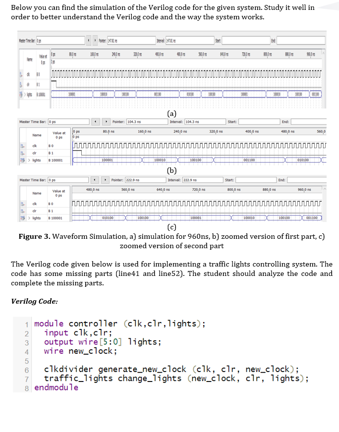 Solved Traffic Lights Controller Using Fpga The Aim Of This 2203