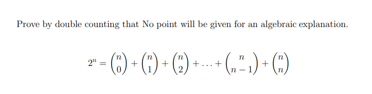 Solved Prove by double counting that No point will be given | Chegg.com