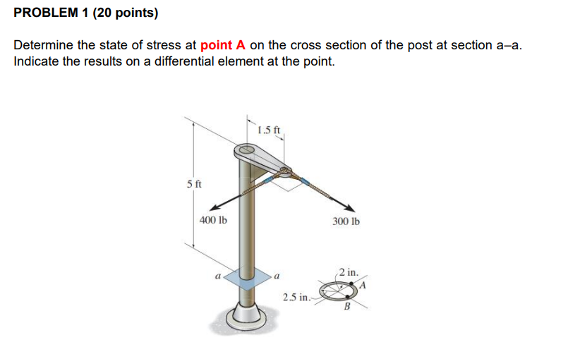 Solved PROBLEM 1 (20 points)Determine the state of stress | Chegg.com Solved PROBLEM 1 (20 points)Determine the state of stress | Chegg.com