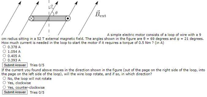 Solved A simple electric motor consists of a loop of wire | Chegg.com