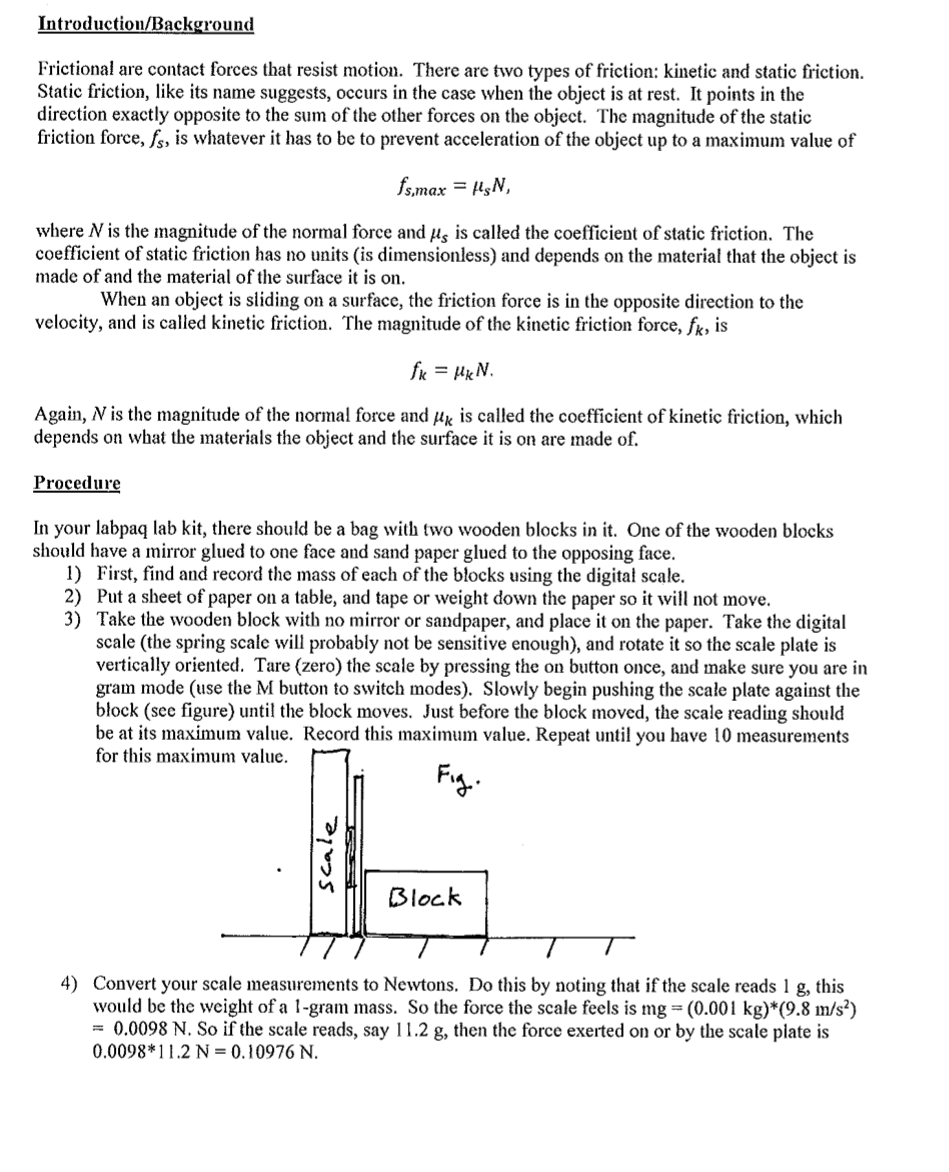 Introduction/Background Frictional are contact forces | Chegg.com