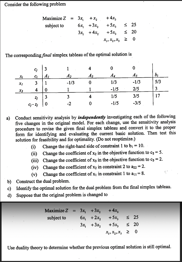 Solved Consider the following problem ﻿Maximize Z=3x1+x2+4x3 | Chegg.com