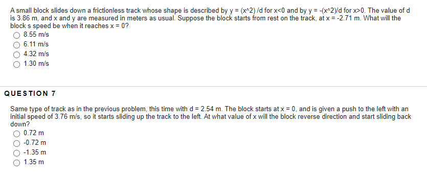 Solved A small block slides down a frictionless track whose | Chegg.com