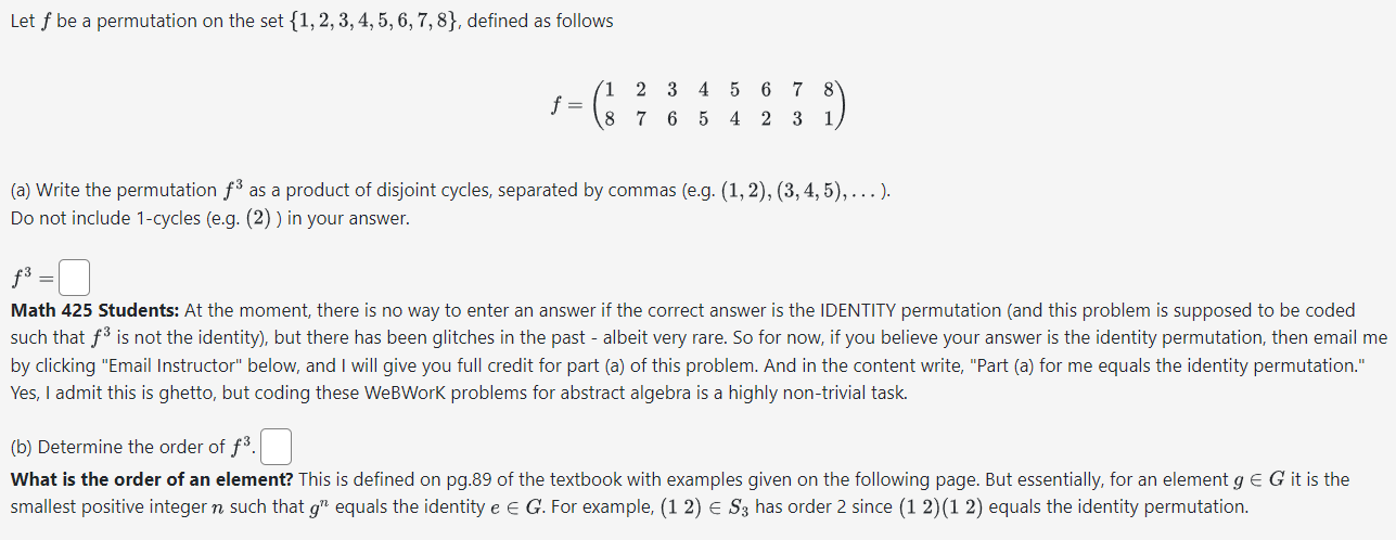 Solved Let F Be A Permutation On The Set 12345678 