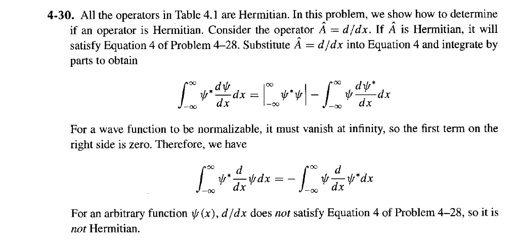Solved 4-30. All the operators in Table 4.1 are Hermitian. | Chegg.com
