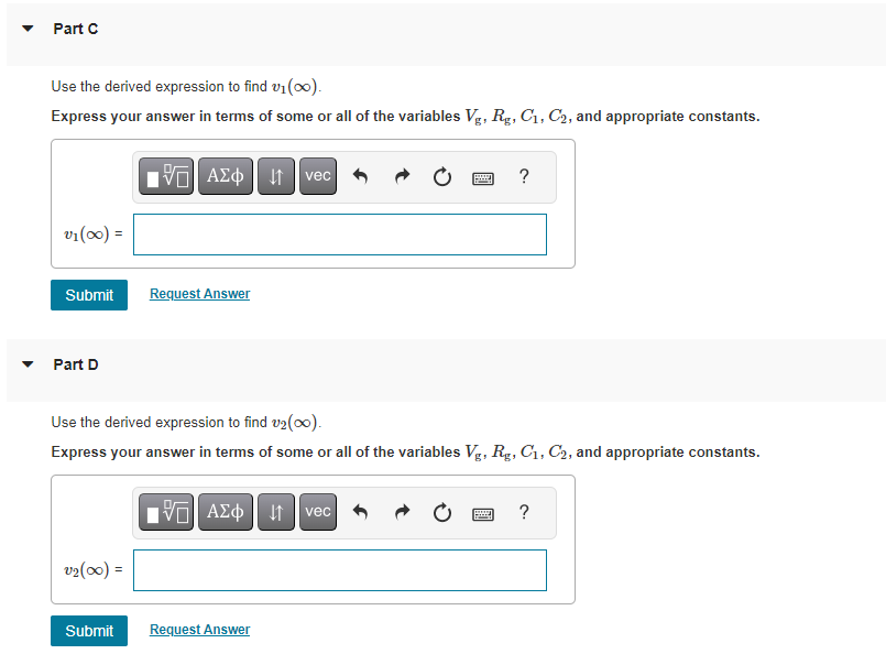 Solved Use the derived expression to find v1(∞). Express | Chegg.com