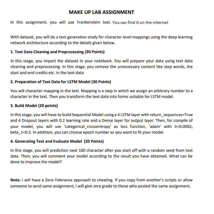 Solved MAKE UP LAB ASSIGNMENT In this assignment, you will | Chegg.com