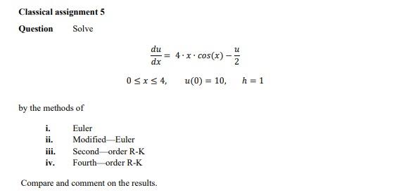 Solved Classical assignment 5 Question Solve u du = | Chegg.com