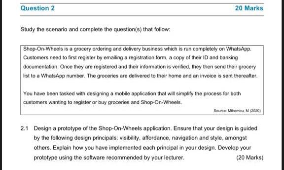 Question 2 20 Marks Study the scenario and complete | Chegg.com