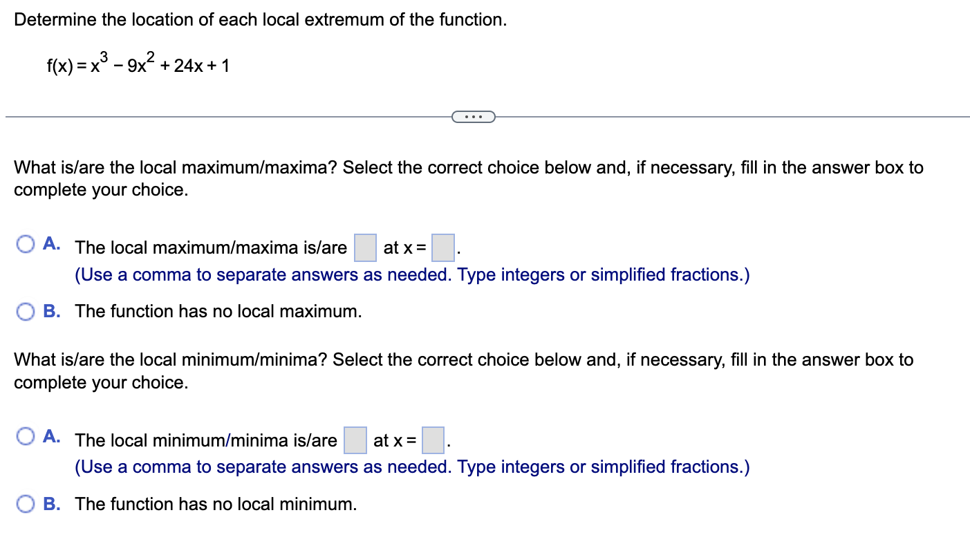 Solved Determine the location of each local extremum of the | Chegg.com