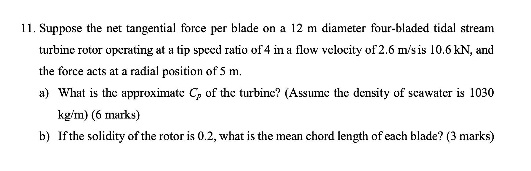 Solved 11. Suppose the net tangential force per blade on a | Chegg.com