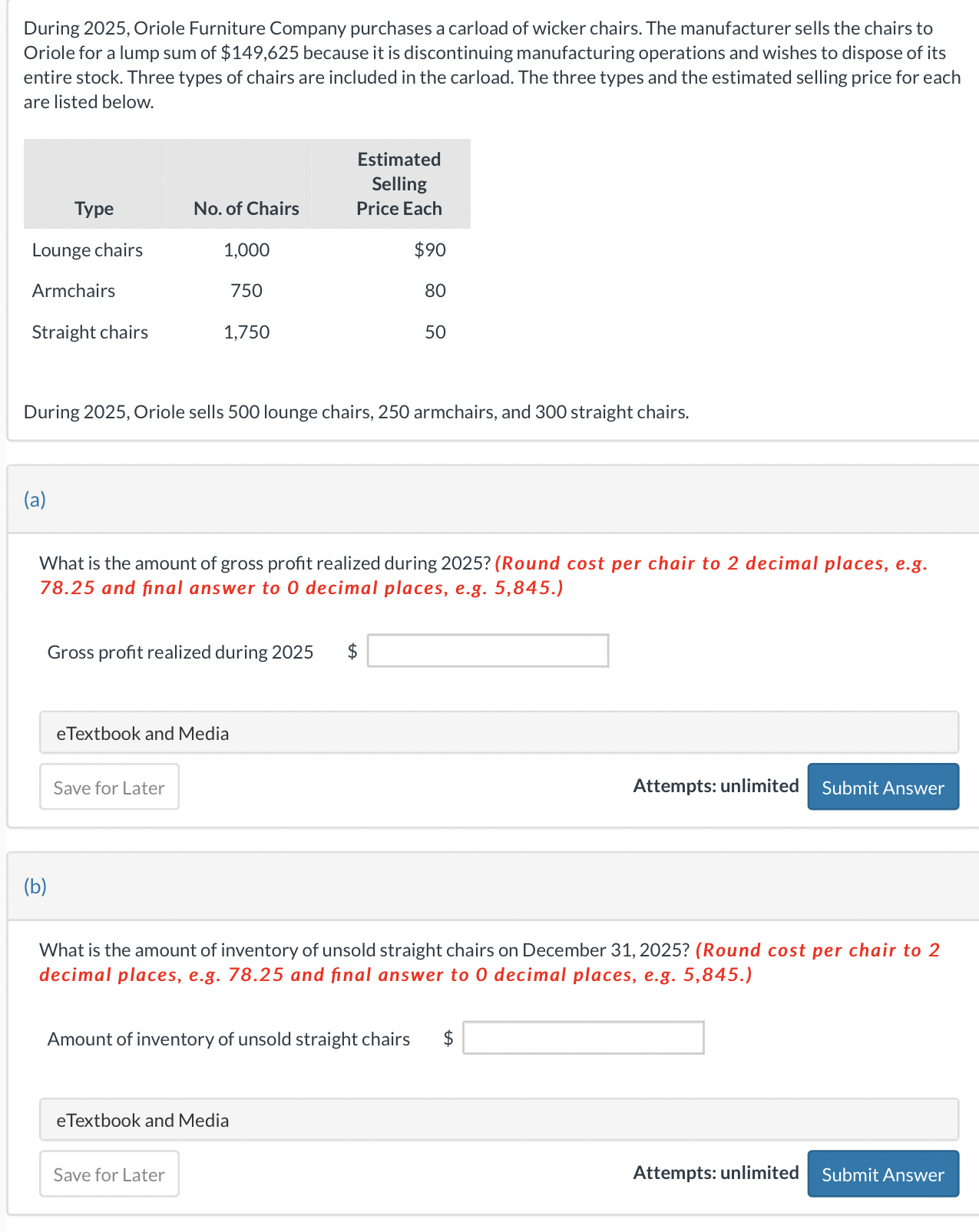 Solved During 2025, Oriole Furniture Company purchases a | Chegg.com