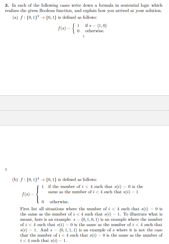 Solved In each of the following cases write down a formula | Chegg.com
