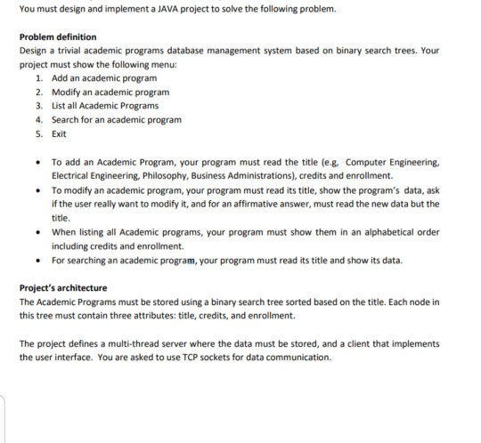 The project defines a multi-thread server where the | Chegg.com