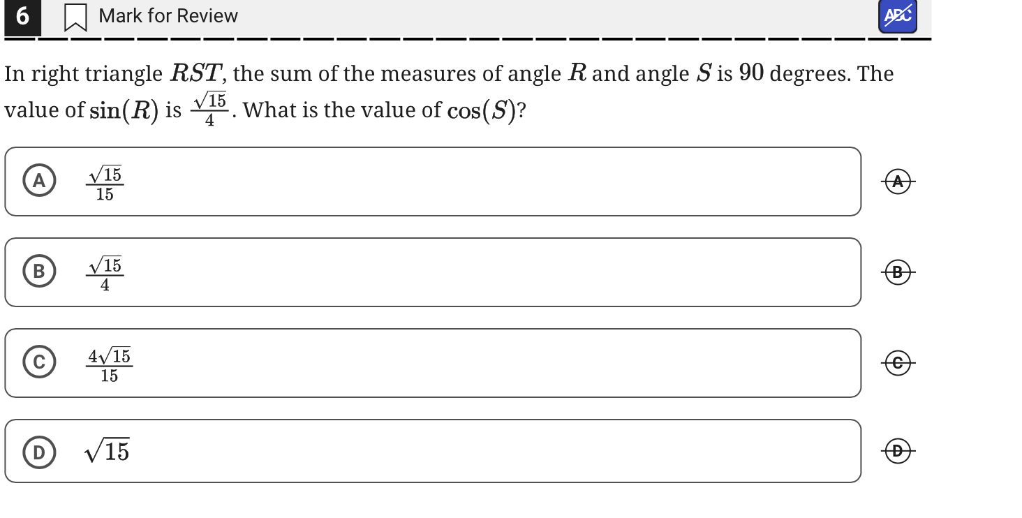 Solved code class="asciimath">6 ﻿Mark for Review In right | Chegg.com