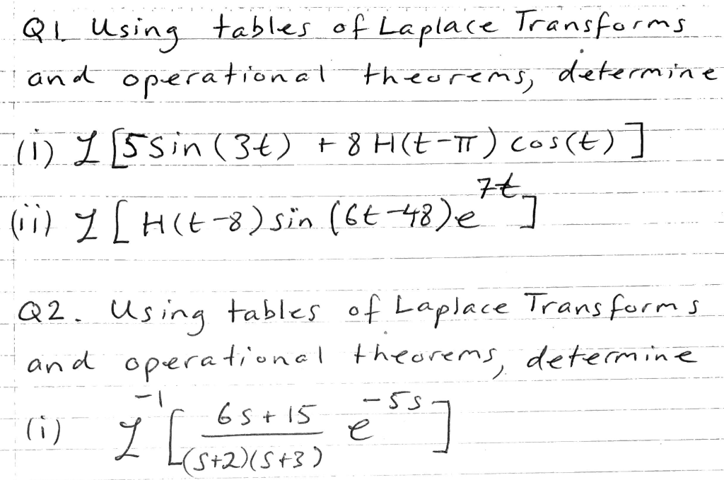 Solved 1 Q. Using tables of Laplace Transforms and | Chegg.com