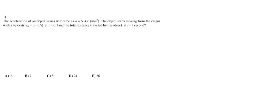 Solved 1 The Acceleration Of An Object Varies With Time As