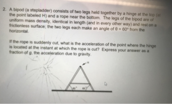 Solved 2. A bipod (a stepladder) consists of two legs held | Chegg.com