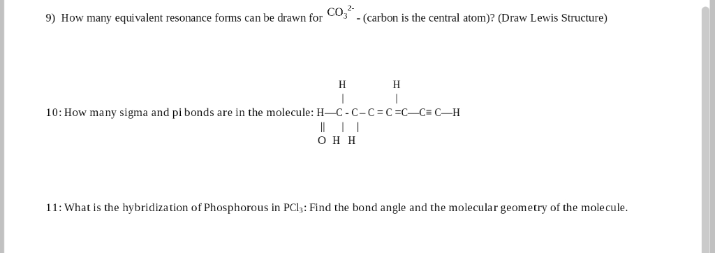 Solved 9) How many equivalent resonance forms can be drawn | Chegg.com