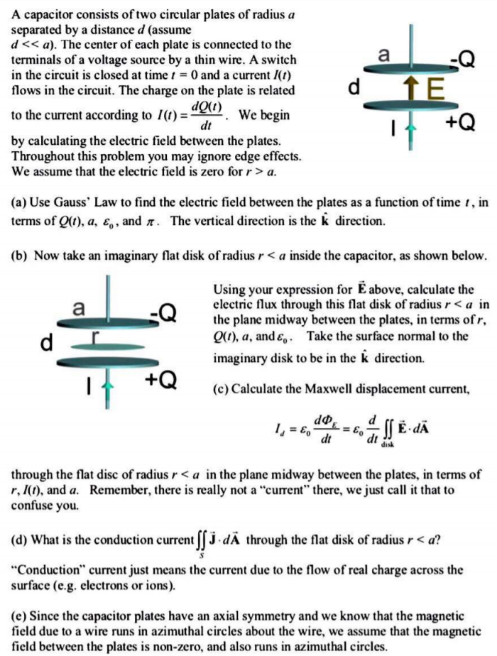 Solved A capacitor consists of two circular plates of radius | Chegg.com